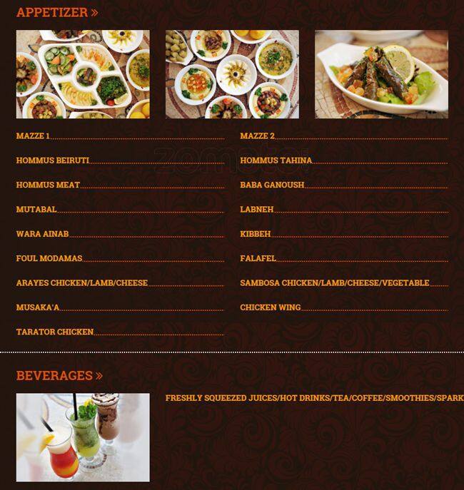 Tarbush Restaurant Menu, Menu for Tarbush Restaurant, Bukit Bintang ...