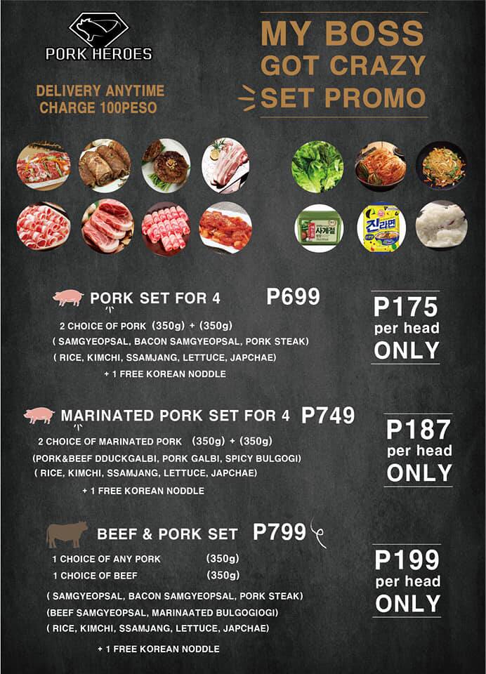 Menu at Pork Heroes restaurant, Santa Rosa, Ground Floor