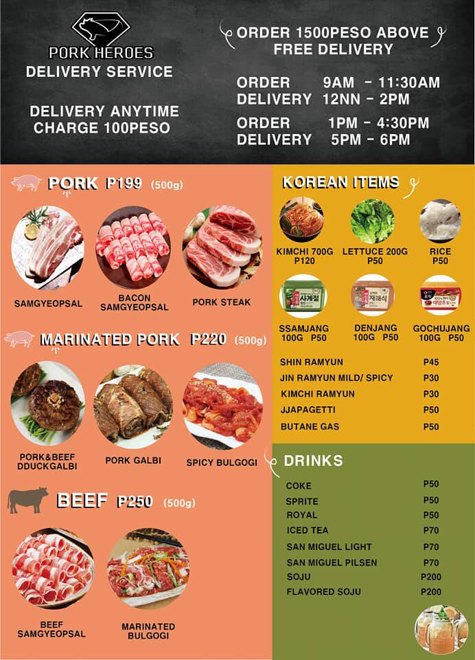 Menu at Pork Heroes restaurant, Santa Rosa, Ground Floor