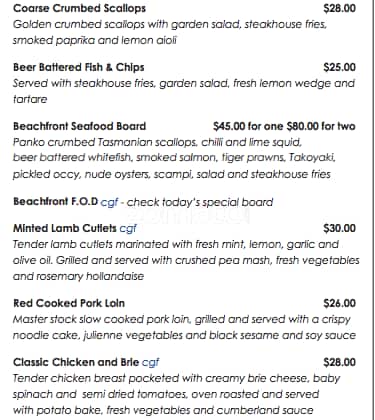 Menu at The Long Boat Tavern pub & bar, Bicheno