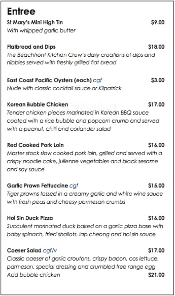 Menu at The Long Boat Tavern pub & bar, Bicheno