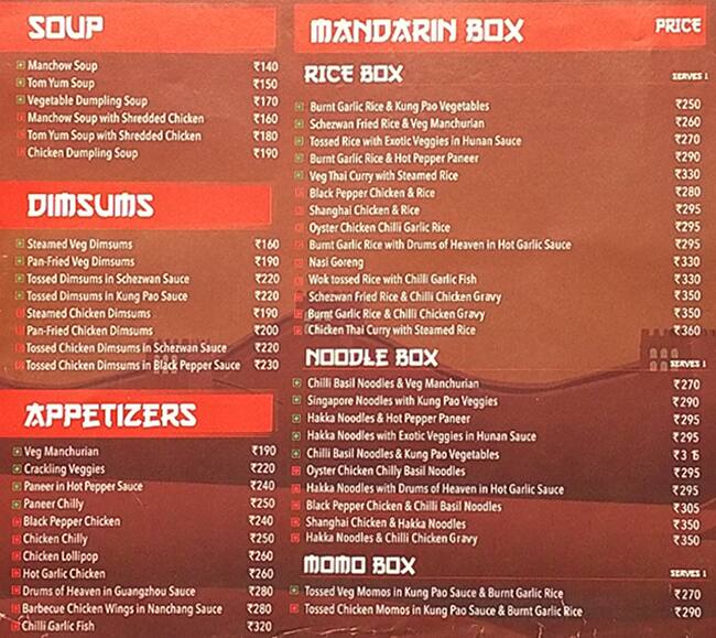 Menu at Mandarin Oak- The Heavenly Chinese, Mumbai, 122AB