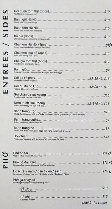 Menu at Doi Dua restaurant, Sunshine