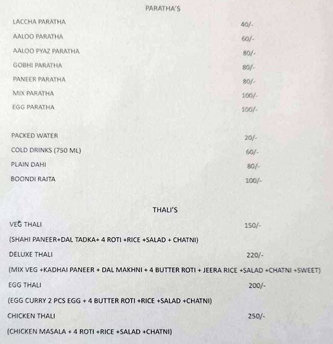 Menu of Orange Restaurant, Sector 22, Gurgaon