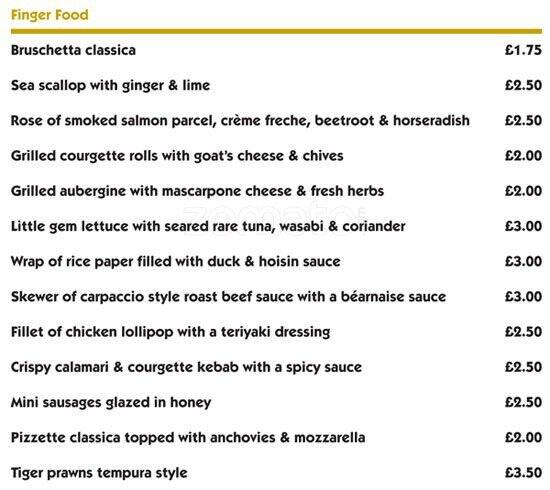 Menu at Mare Moto pub & bar, London