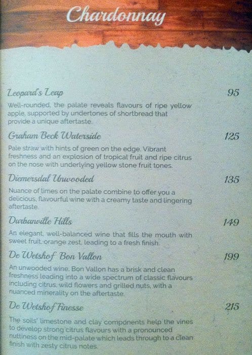 Menu at Oppi Stoep Bar & Braai, Pretoria