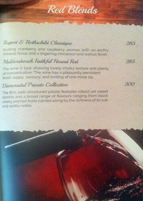Menu at Oppi Stoep Bar & Braai, Pretoria