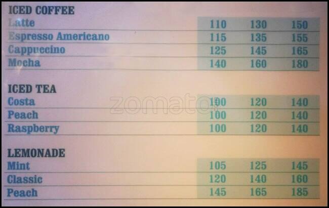 Menu at Costa Coffee, Pune, Kumar Pacific Mall