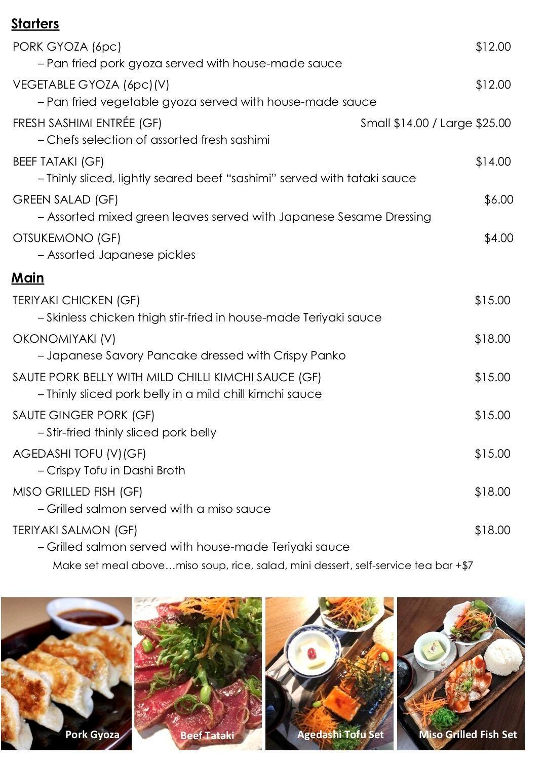 Menu at Ebisu Kitchen restaurant, Elwood