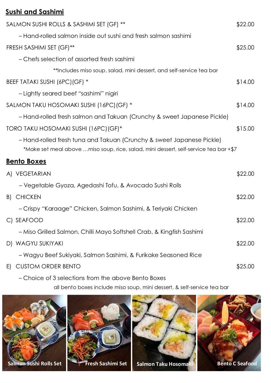 Menu at Ebisu Kitchen restaurant, Elwood