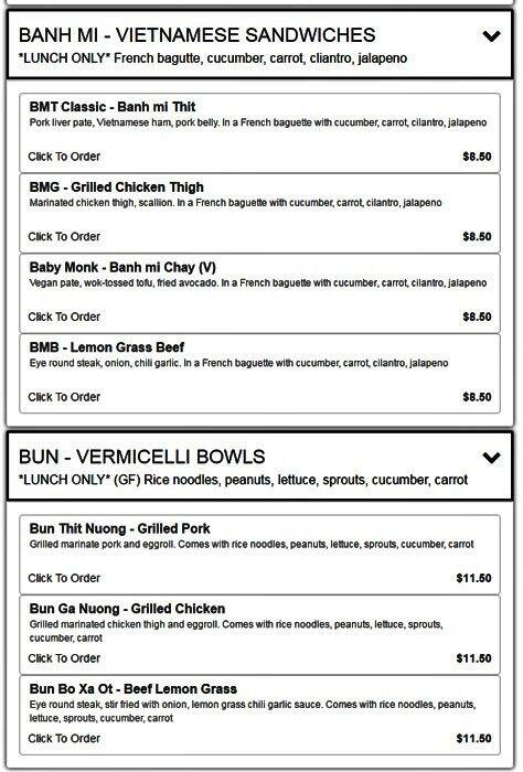 Menu at Bun Belly restaurant, Austin