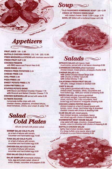 Menu at Warminster West Diner restaurant, Warminster, 333 West Street Rd