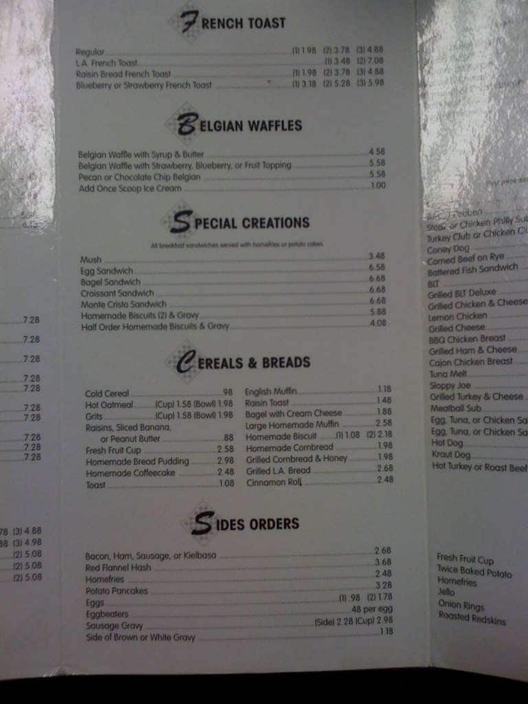 Menu at Bill & Mary's Diner restaurant, North Canton