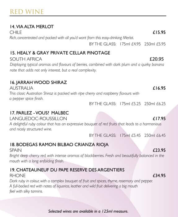 Menu at Gulshan restaurant, Tynemouth