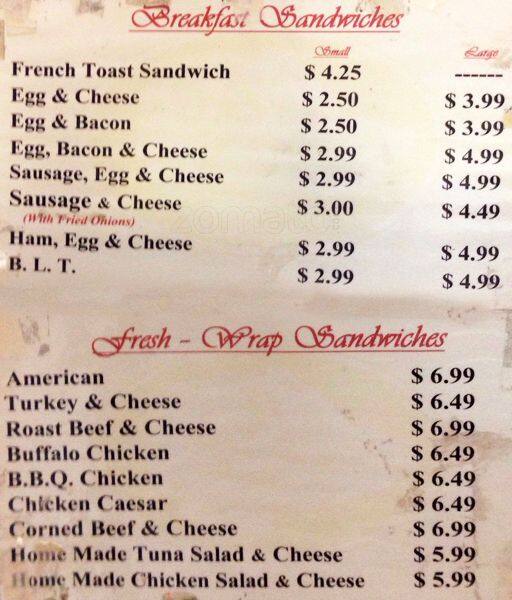 Menu at South Deli and Grocery, Philadelphia