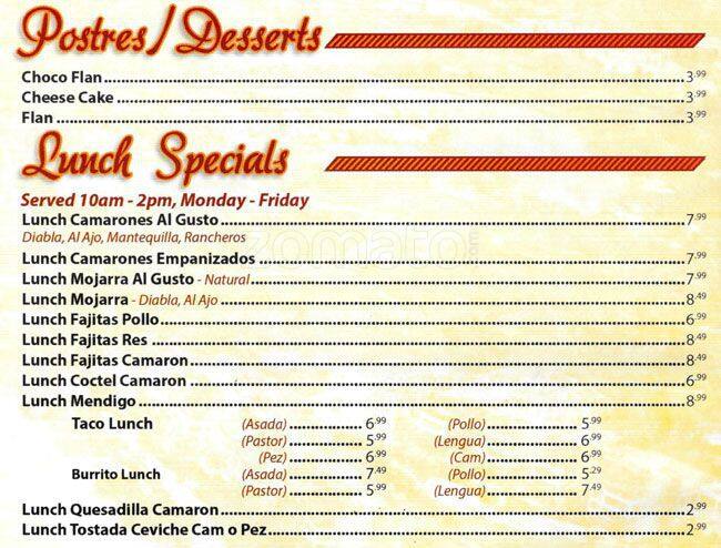 Menu at Las Islitas restaurant, Stone Park, W North Ave