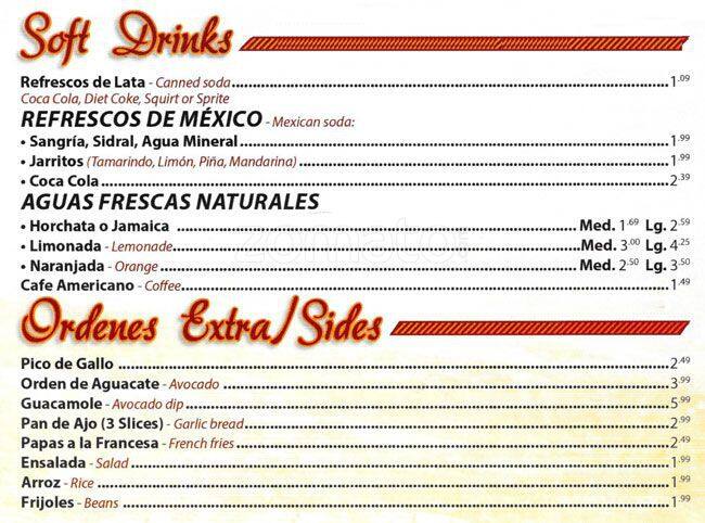 Menu at Las Islitas restaurant, Stone Park, W North Ave