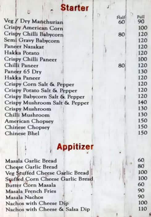 Menu of Veggie Corner, Liluah, Howrah