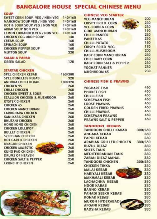 Menu of Bangalore House Multi Cuisine Restaurant, Electronic City ...