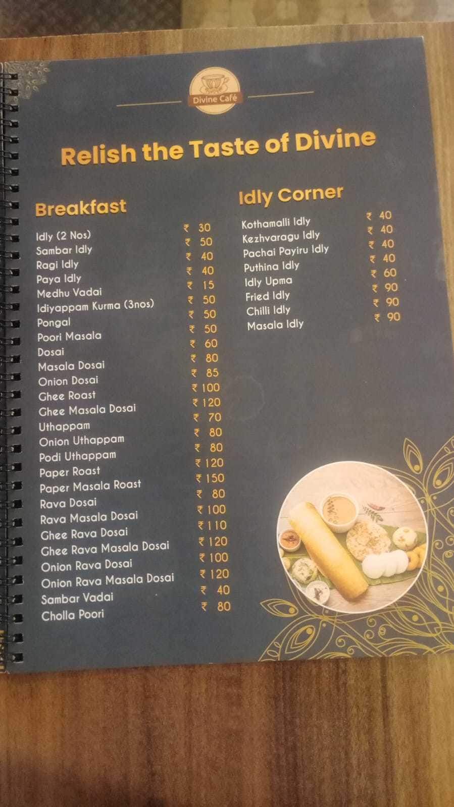 Menu of New Divine Cafe, Sathuvachari, Vellore