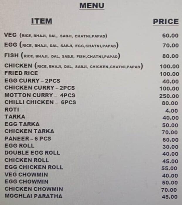 Menu of Abhi Enterprise, Tollygunge, Kolkata