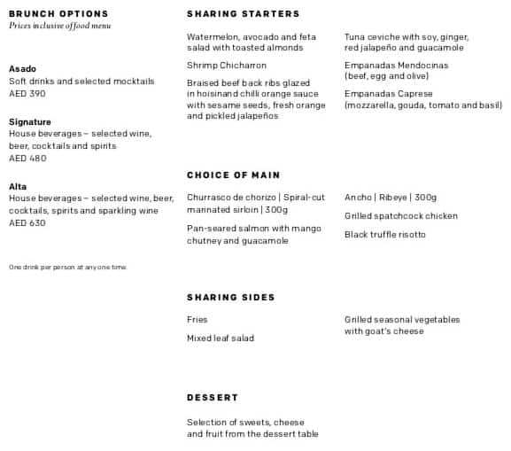Menu at Iris DIFC steakhouse, Dubai