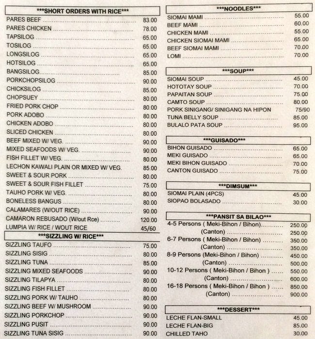 Pares Sa NAIA Avenue Menu, Menu for Pares Sa NAIA Avenue, San Dionisio ...