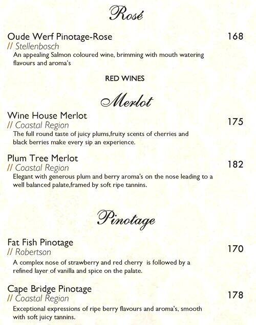 Menu at The Famous Butcher's Grill restaurant, Cape Town, 101 ...