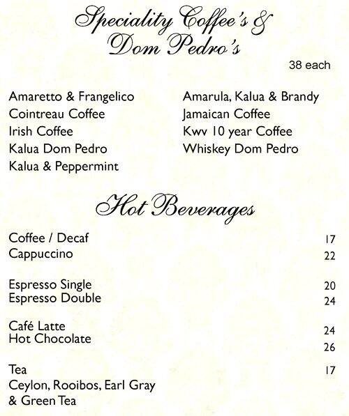 Menu at The Famous Butcher's Grill restaurant, Cape Town, 101 ...