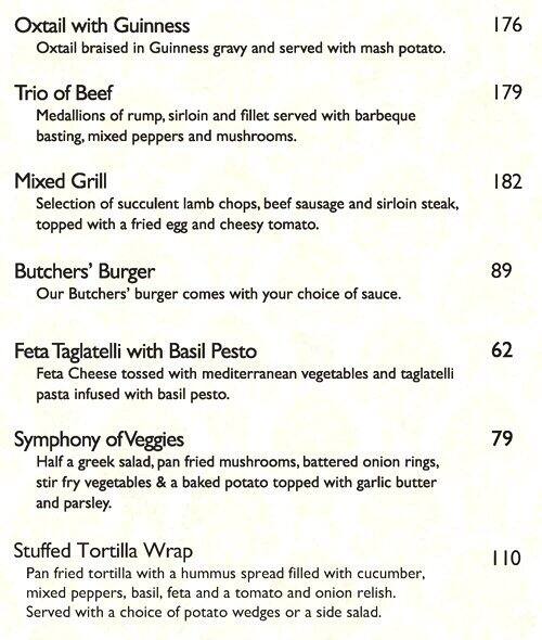 Menu at The Famous Butcher's Grill restaurant, Cape Town, 101 ...