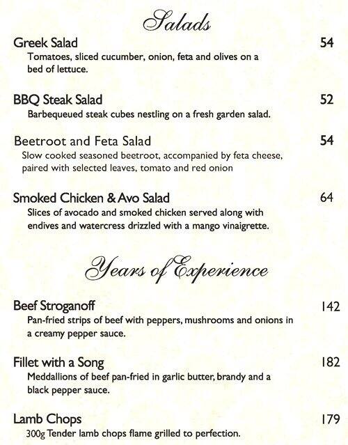 Menu at The Famous Butcher's Grill restaurant, Cape Town, 101 ...