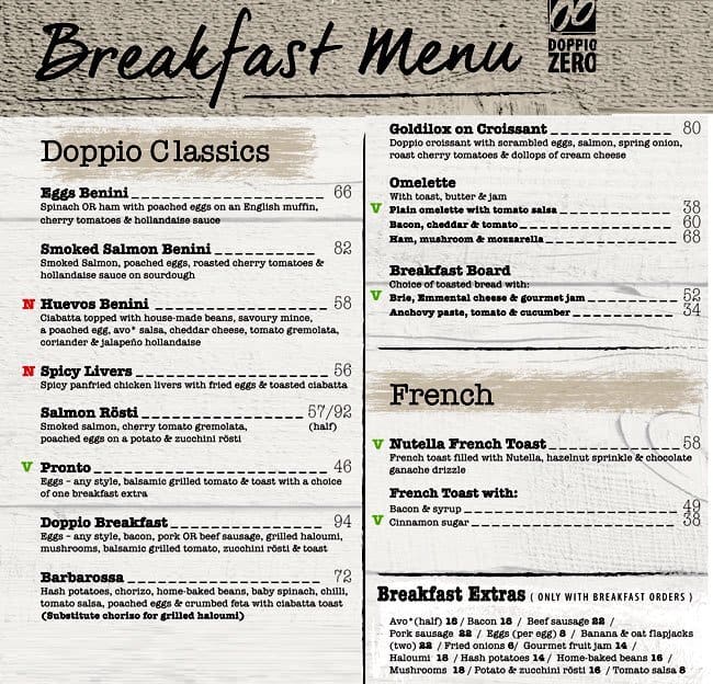 Doppio Zero Menu, Menu for Doppio Zero, Greenside, Johannesburg - Zomato SA