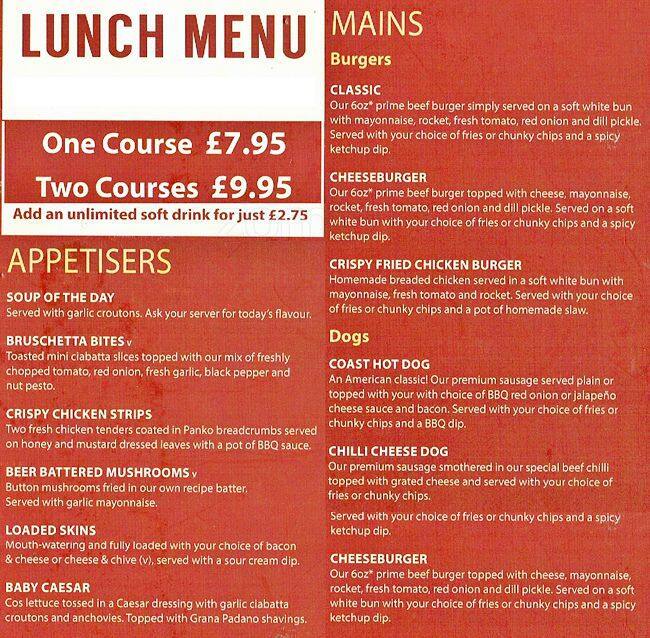 Menu at Filling Station restaurant, Edinburgh, 66 Rose St