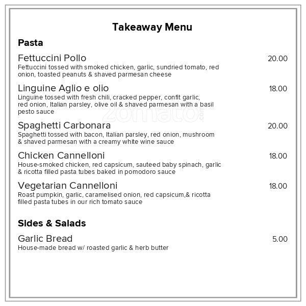 Menu at Pepperoni Restaurant, Christchurch