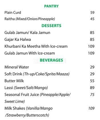 Menu at Kadai Restaurant, Hyderabad, F8W8+6R7
