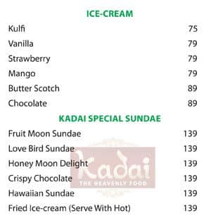 Menu at Kadai Restaurant, Hyderabad, F8W8+6R7