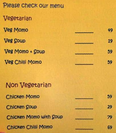 Menu at Momoland, Hyderabad, Outside Ratnadeep Supermarket