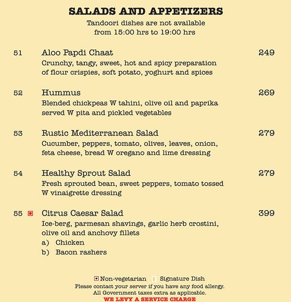 Menu at Citrus Café - Lemon Tree Premier, Jaipur