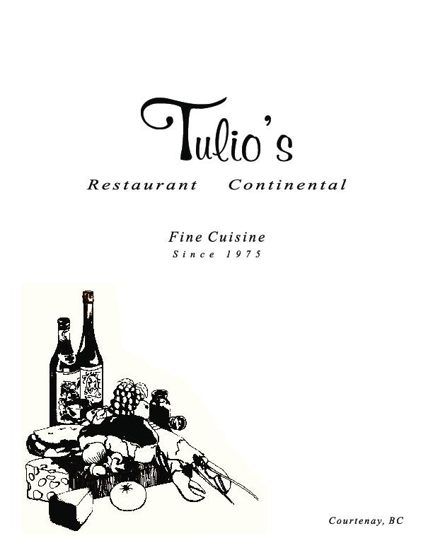 Menu at Tulio's Casita Ltd restaurant, Courtenay