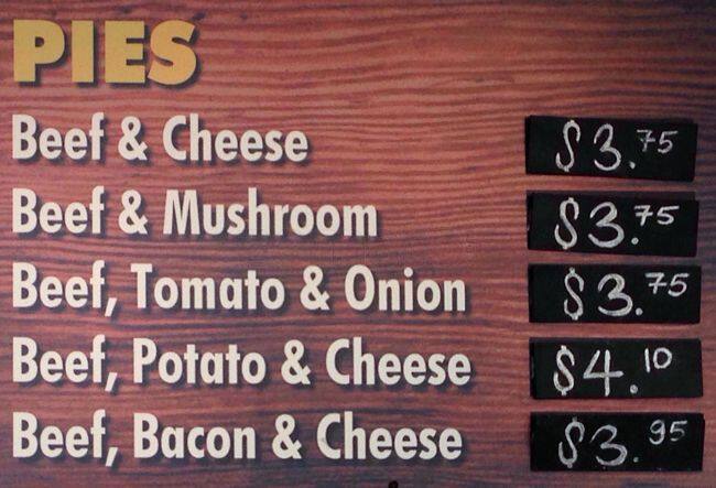 Menu at Australian Pie Co restaurant, Burien