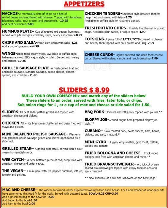 Swanky's Menu, Menu for Swanky's, LoDo, Denver - Urbanspoon/Zomato