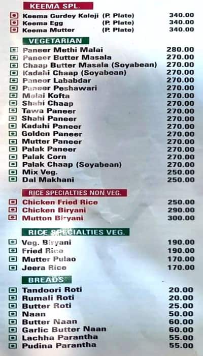 Menu of Chawla's Takeaway, Vikas Marg, New Delhi