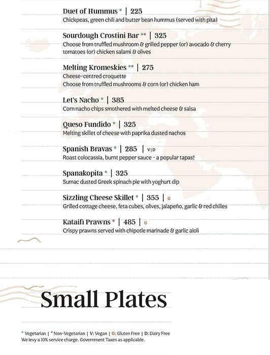 Menu of Travellers Bungalow, Indiranagar, Bangalore