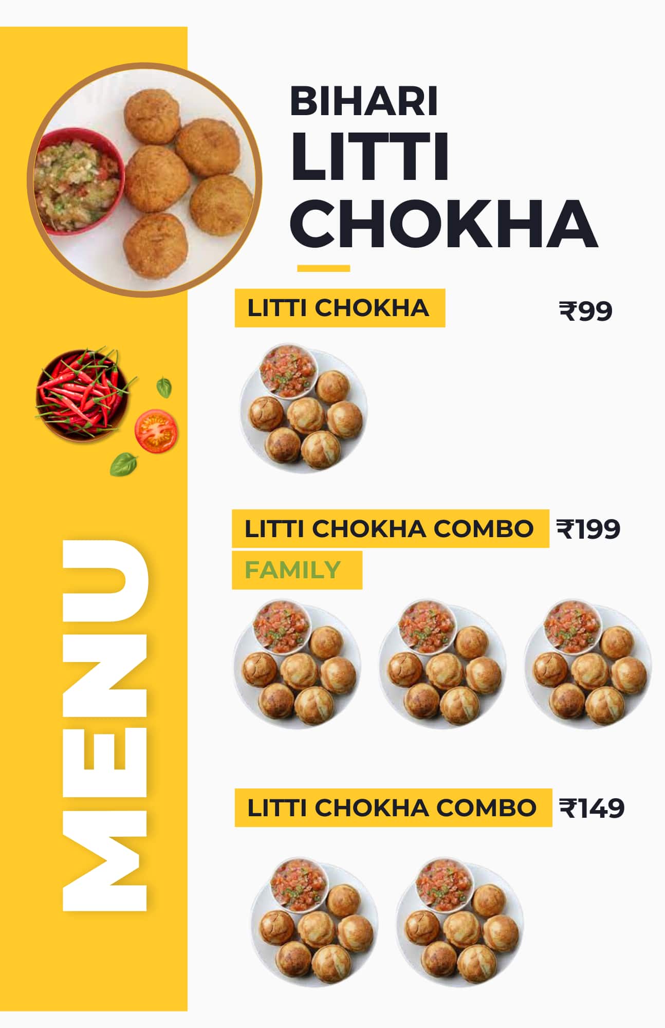 Menu of Bihari Litti Chokha, Bopkhel, Pune