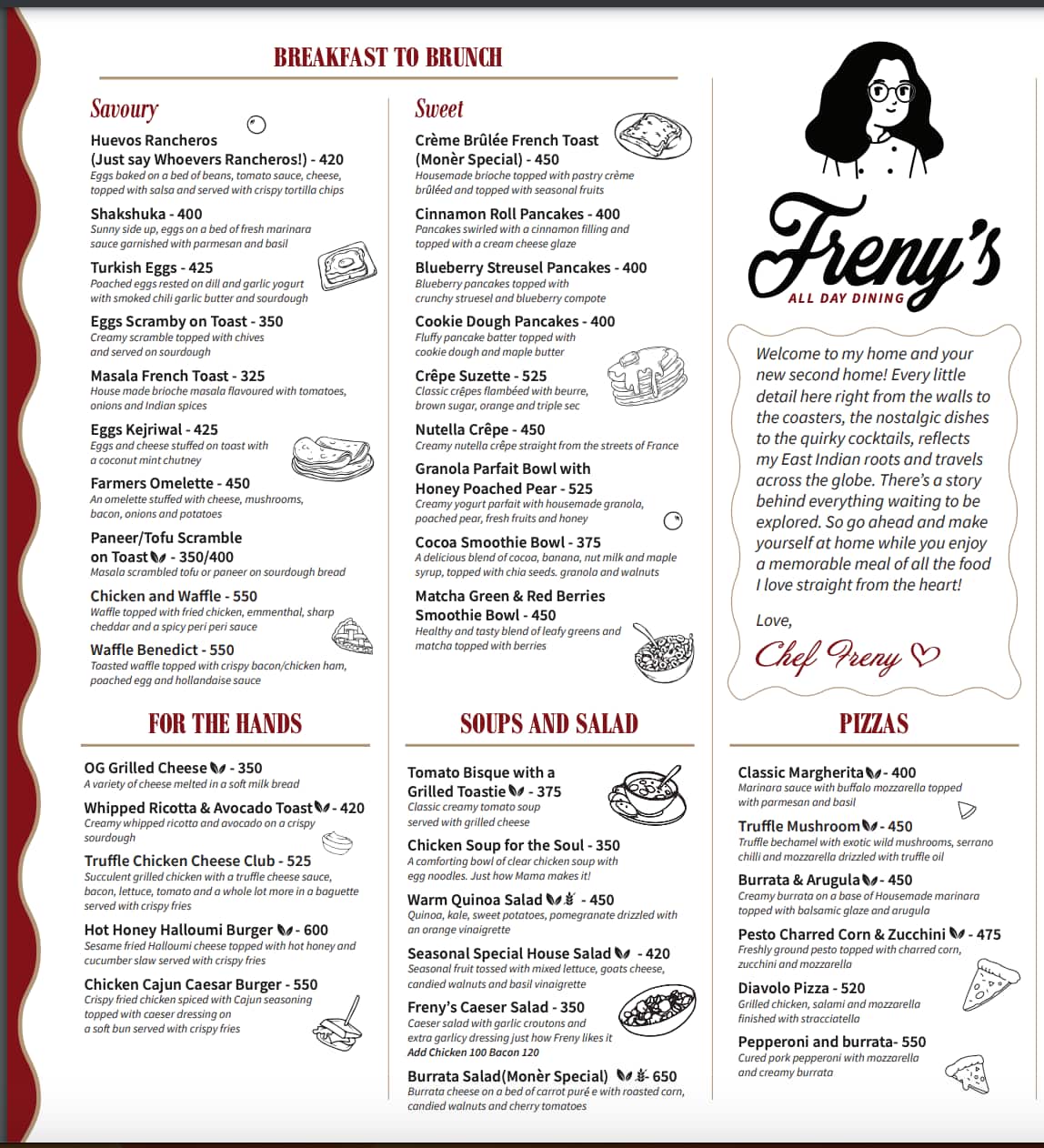 Menu of Freny's All Day Dining & Bar, Linking Road, Bandra West, Mumbai