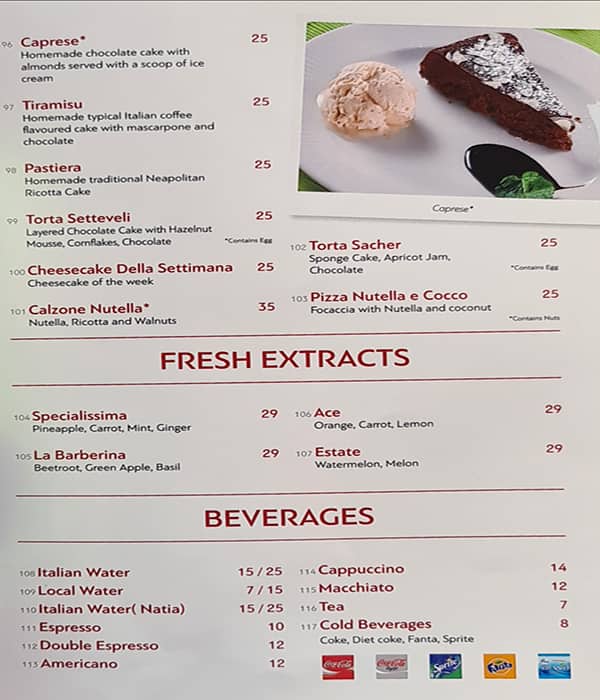 Menu at Tomato & Basilico restaurant, Dubai, 498Q+2WG