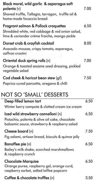 Menu at Barbican Lounge, London, Silk Street