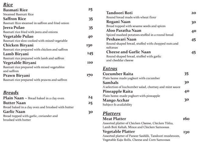 Speisekarte von Famous Butcher's Grill restaurant, Kapstadt