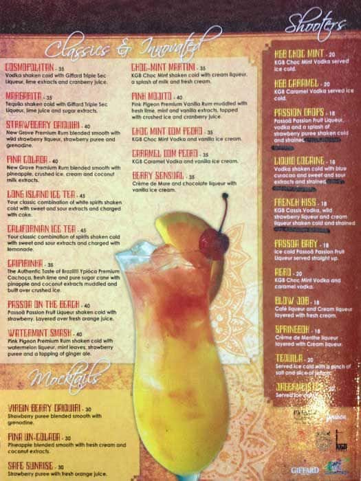 Menu at Bihari Indian Restaurant, Cape Town