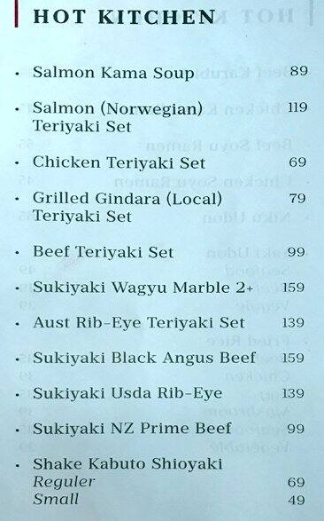 Menu at Shabu Nobu restaurant, Tangerang, Jl. Boulevard Bintaro Jaya